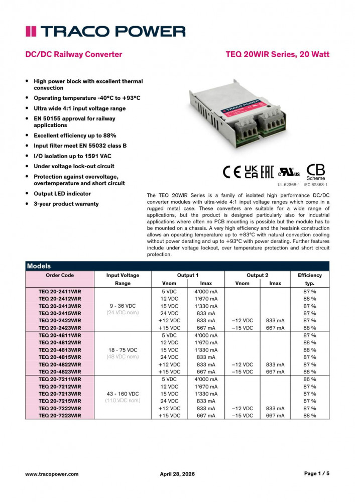TEQ 20WIR document page 1