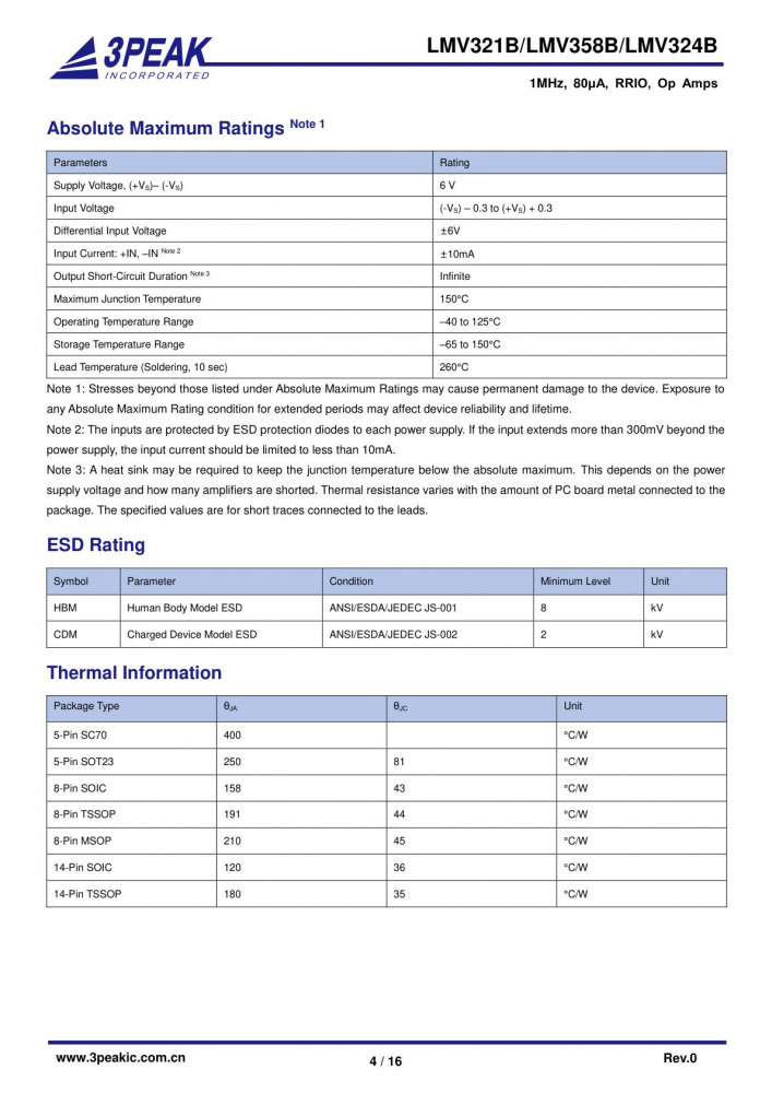 LMV358B-SR datasheet page 4