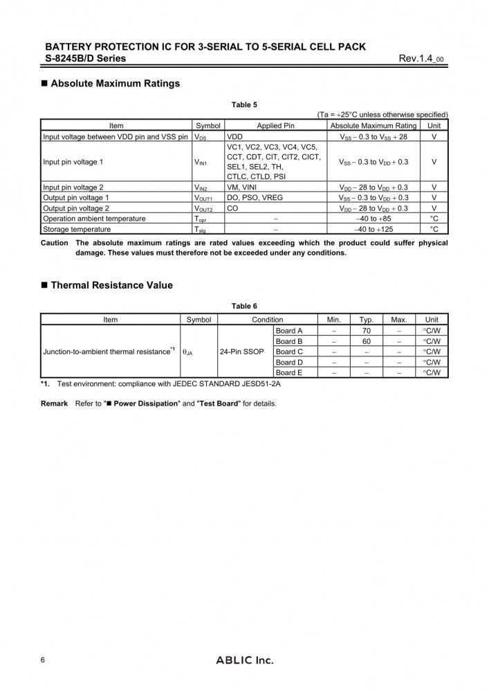 S-8245B/D datasheet page 6