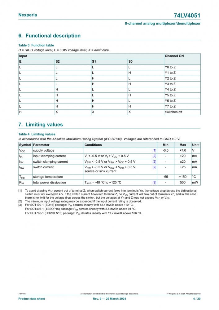 74LV4051D,118 datasheet page 4