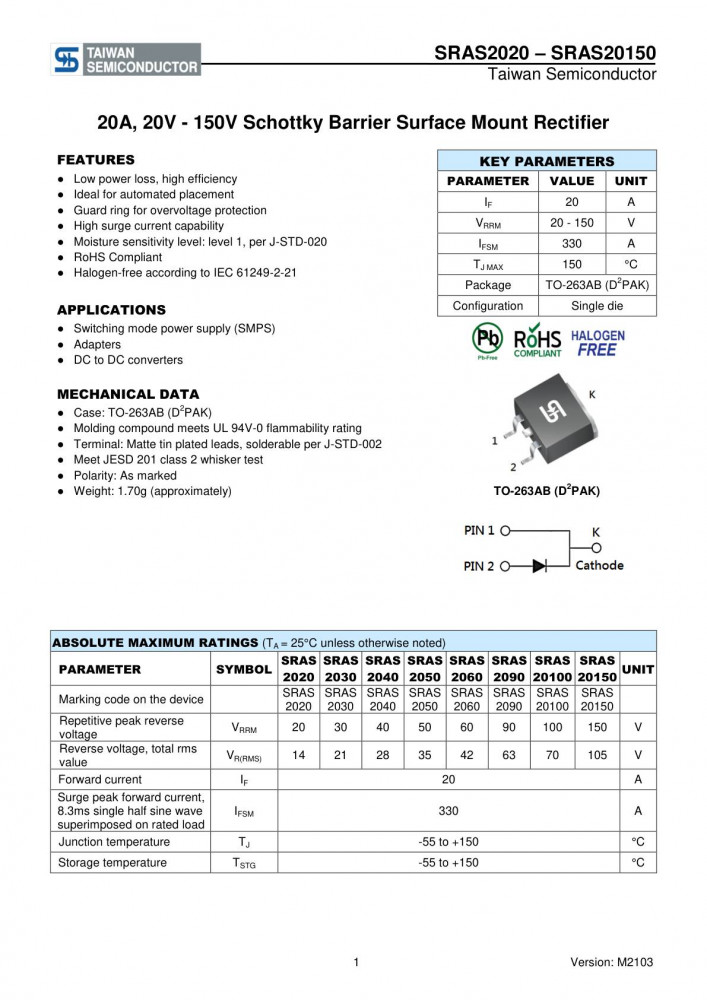 SRAS2030 product document page 1
