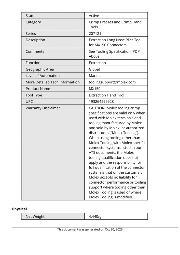 MOLEX 2002220710 tooling document, page 2