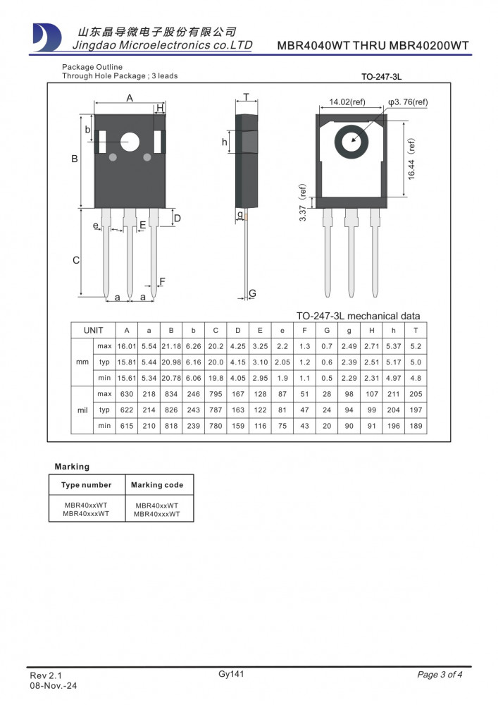 MBR4045WT datasheet page 3