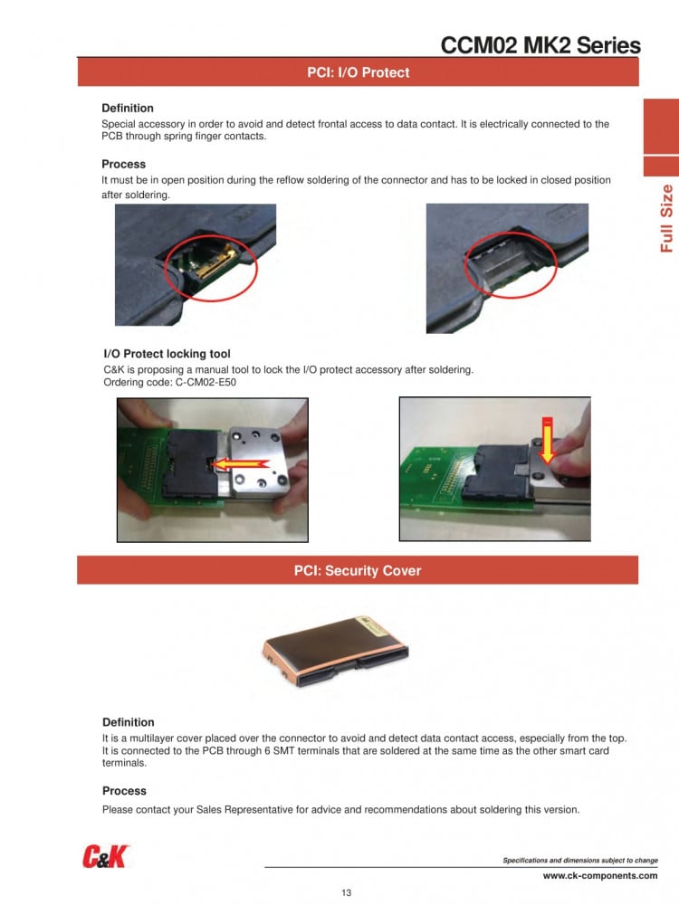 C&K smart card connector document page 10