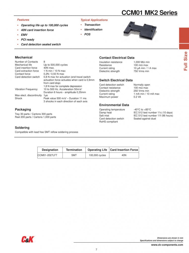 C&K smart card connector document page 4