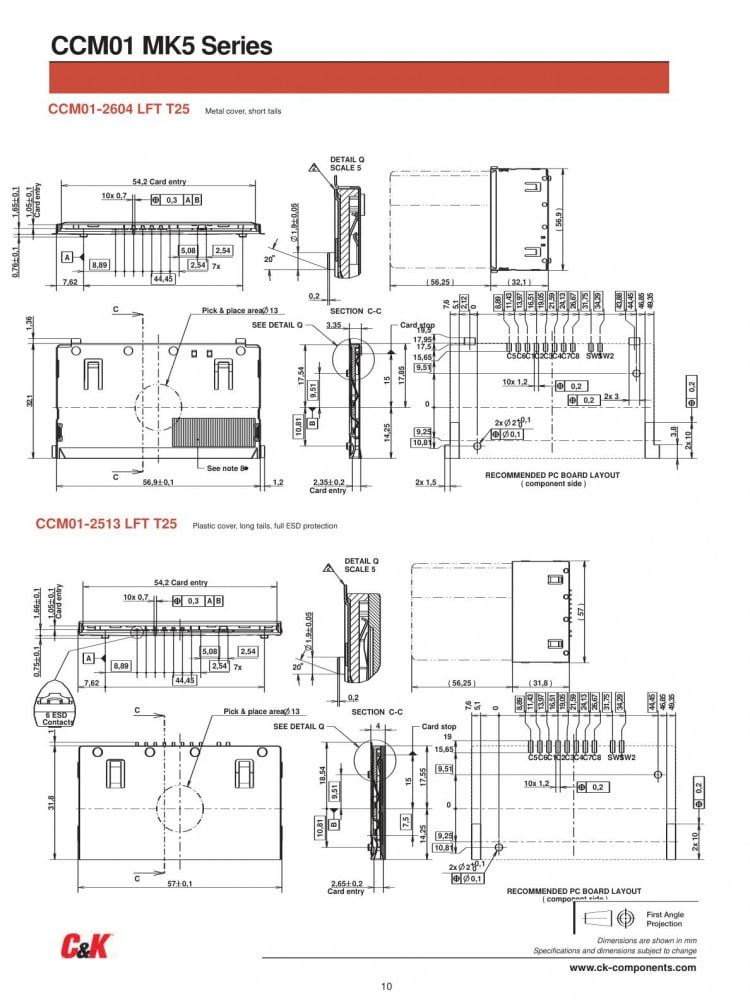 C&K smart card connector document page 7