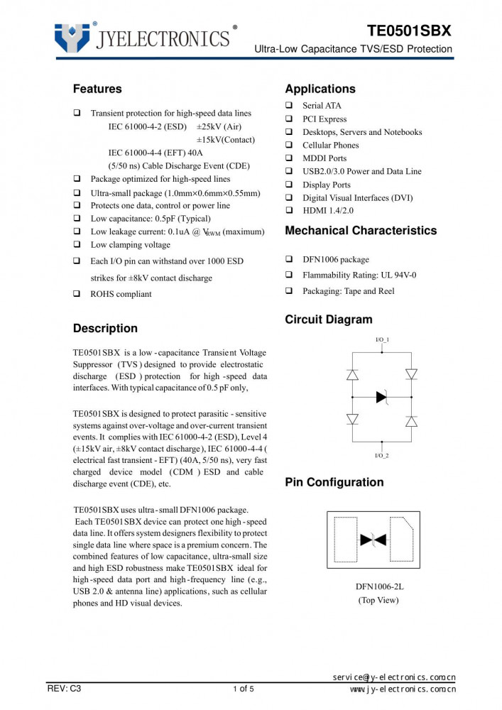 TE0501SBX datasheet page 1