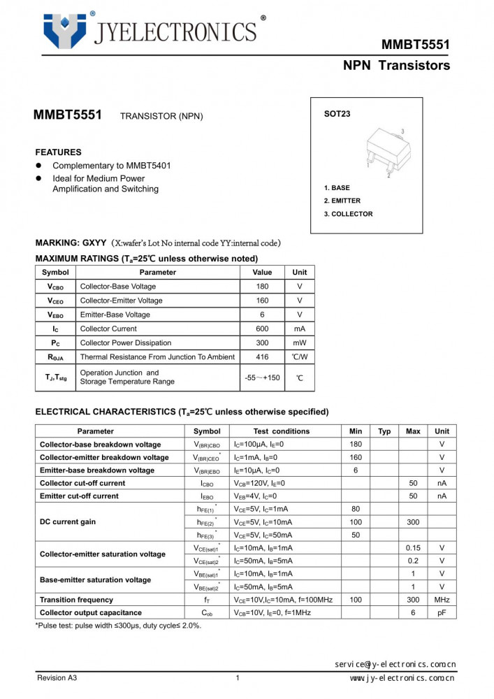 MMBT5551 datasheet page 1