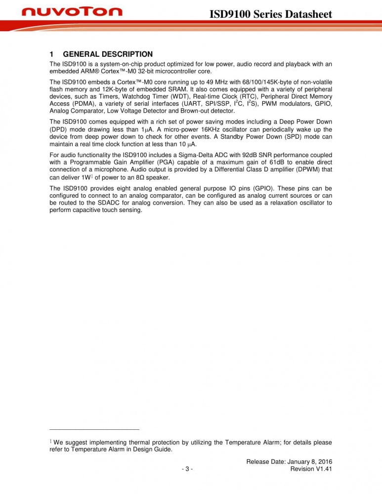 ISD9100 datasheet page 3