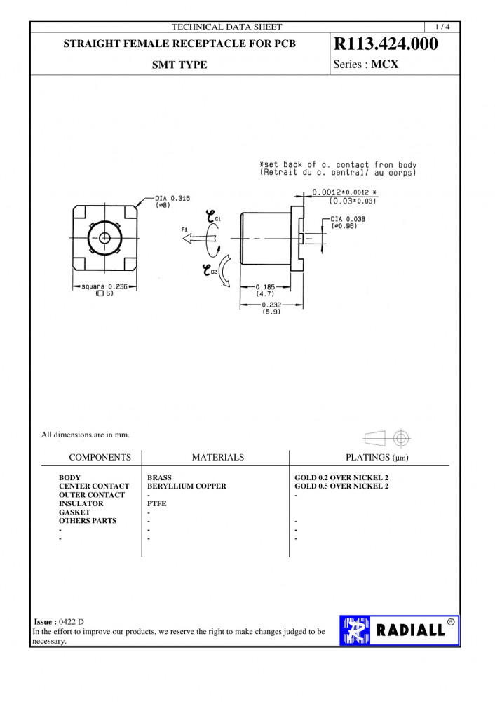R113424000 datasheet page 1