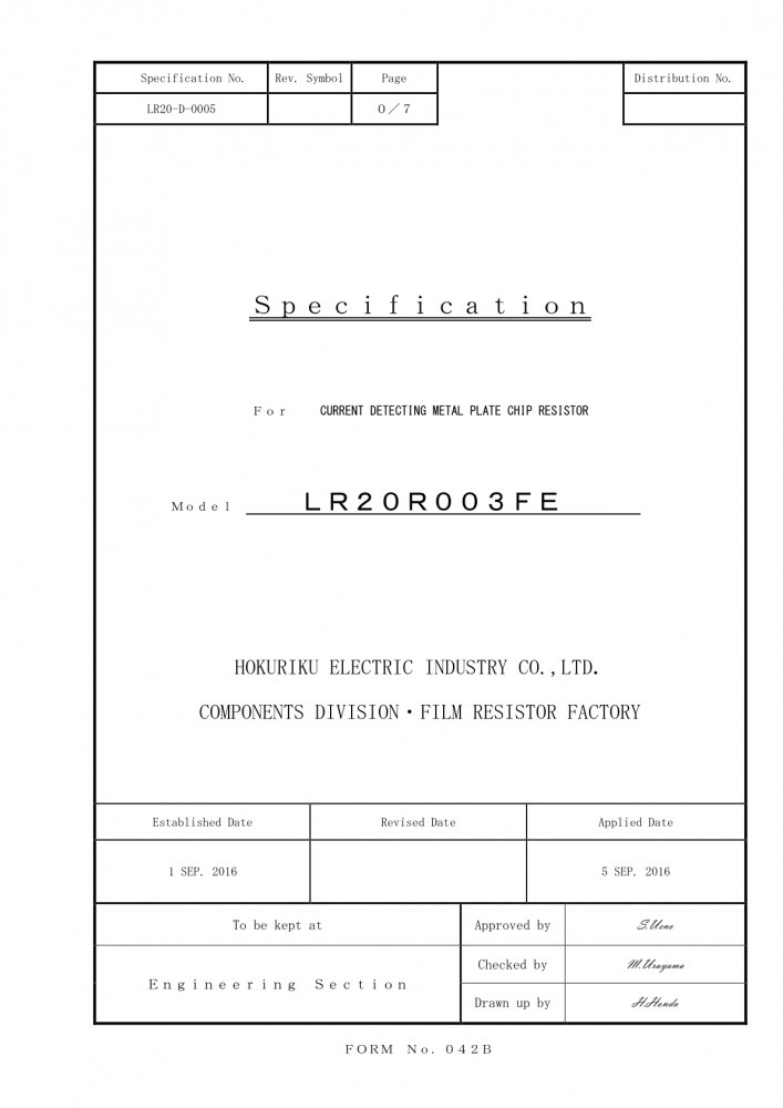 HDK LR20R005FE datasheet page 1