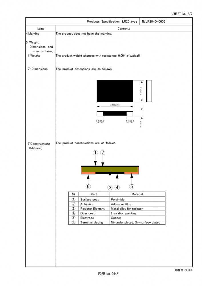 HDK LR20R005FE datasheet page 3