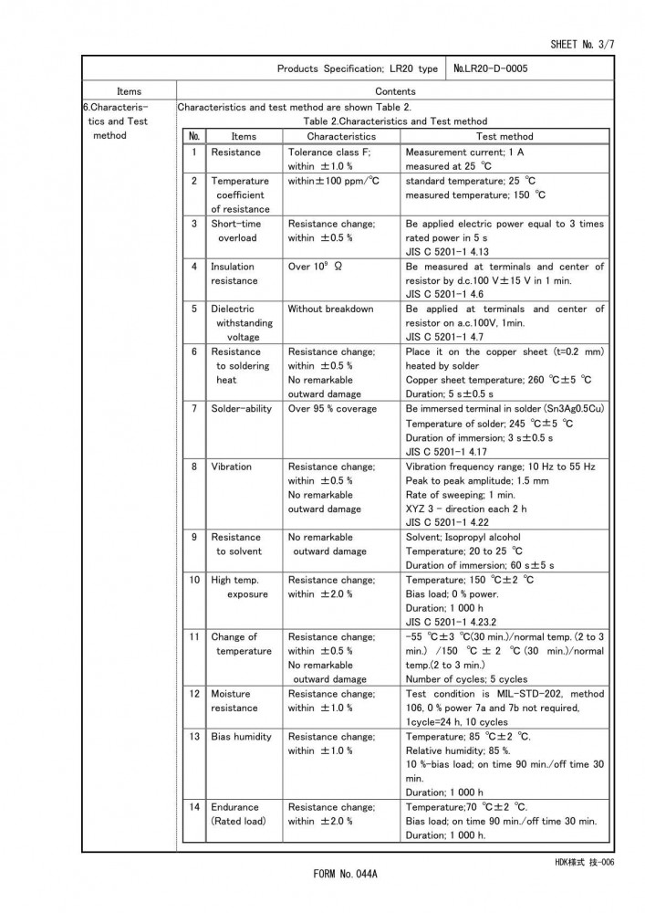 HDK LR20R005FE datasheet page 4