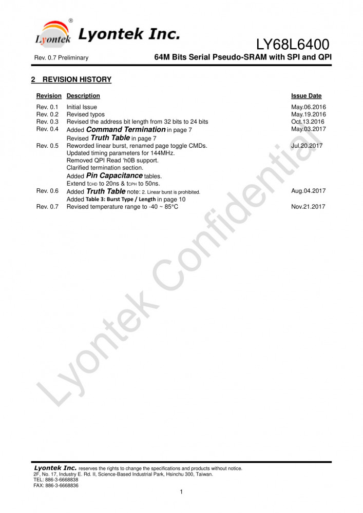 LY68L6400SLIT datasheet page 2