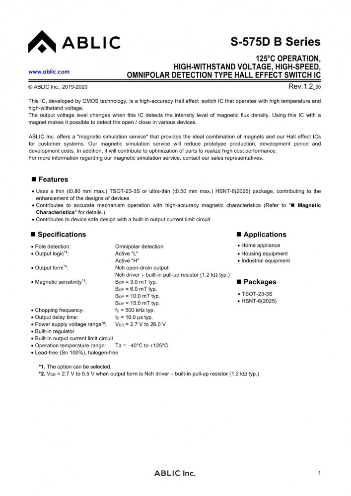 S-575DNL5B-A6T8U datasheet page 1