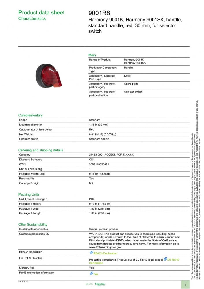 9001R8 technical document page 1