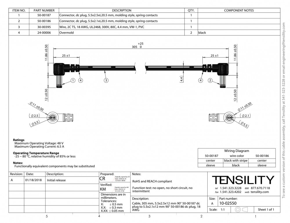 Tensility International 10-02550 product drawing