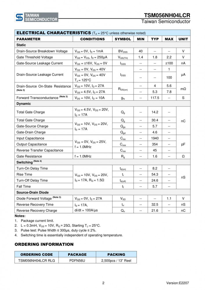 TSM056NH04LCR datasheet page 2