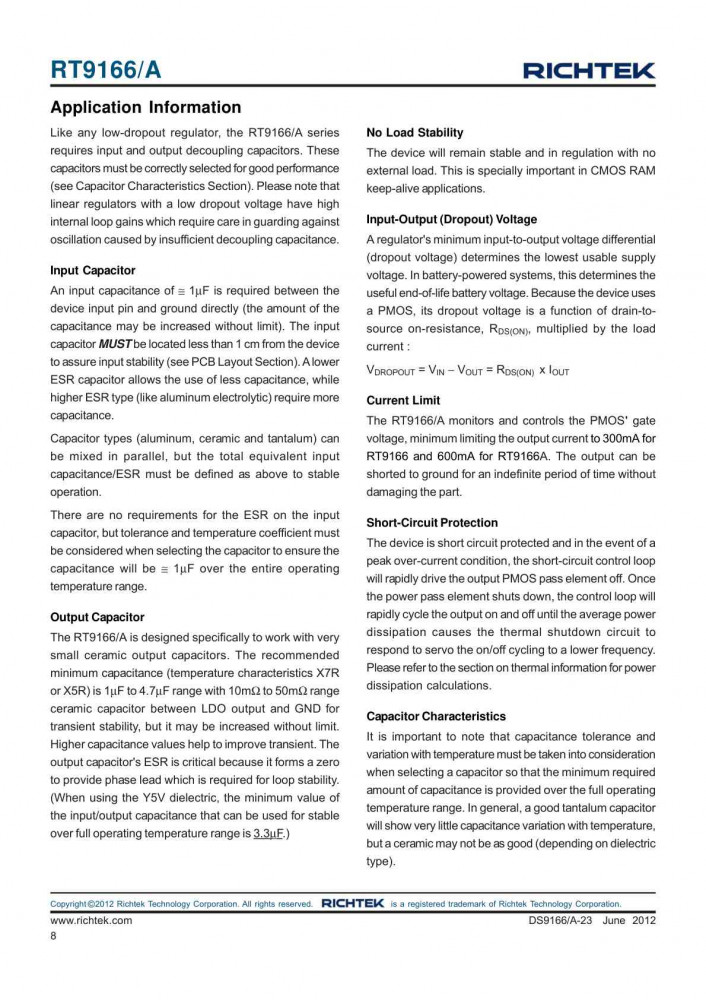 RT9166A datasheet page 8