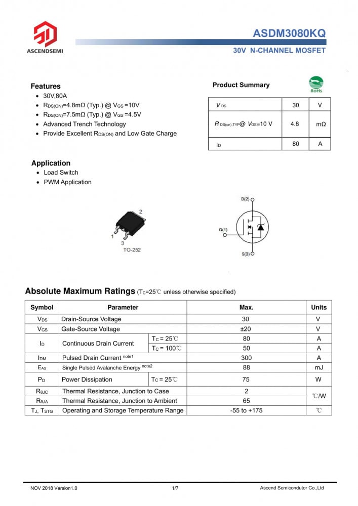 ASDM3080KQ-R datasheet page 1