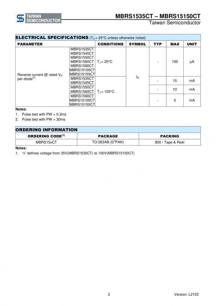 MBRS1590CT datasheet page 3