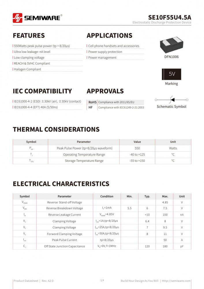 SE10F55U4.5A technical document page 1