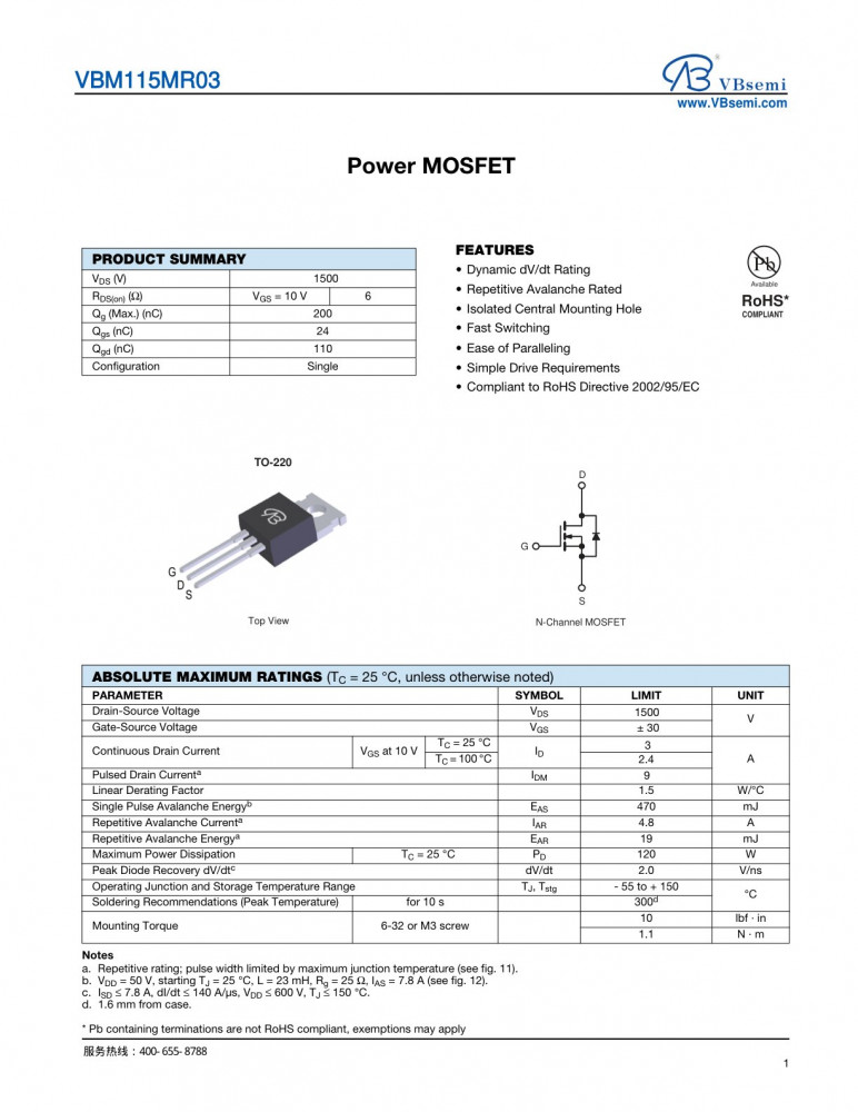 VBM115MR03 datasheet page 1