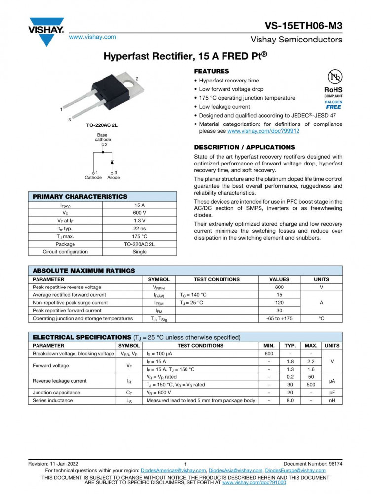 VS-15ETH06-M3 datasheet page 1