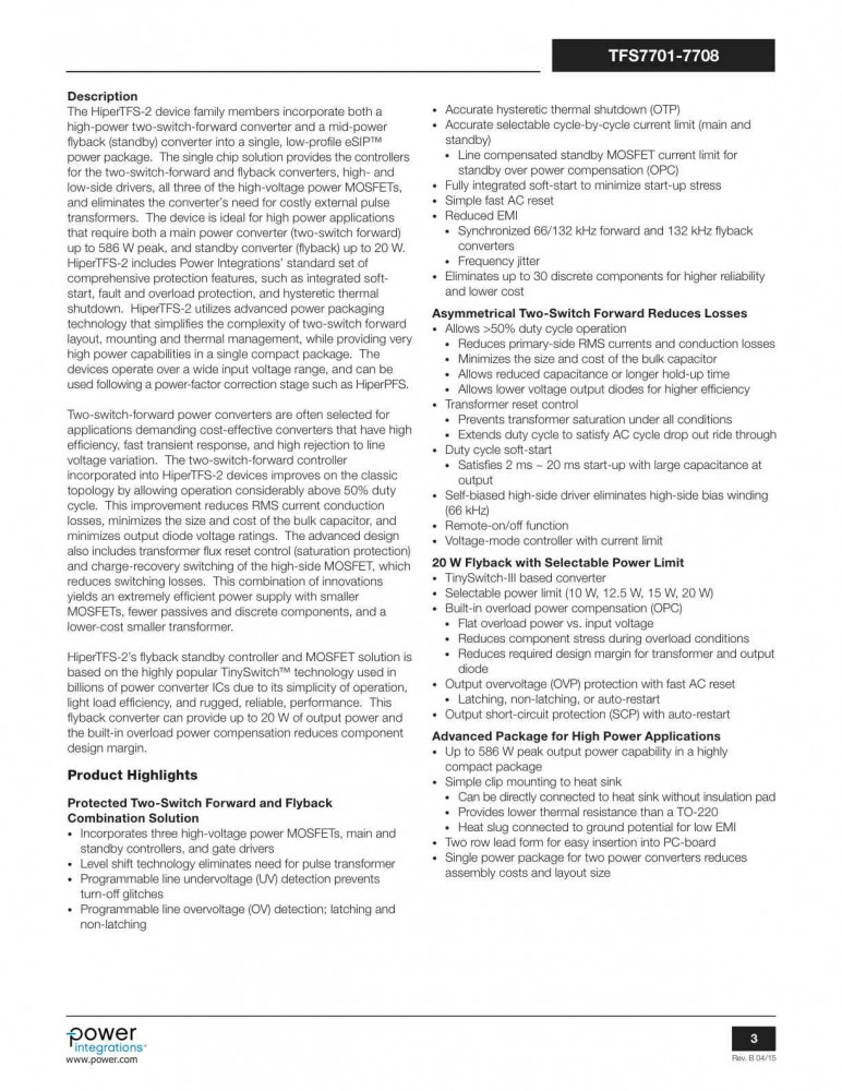 TFS7706H technical document page 3