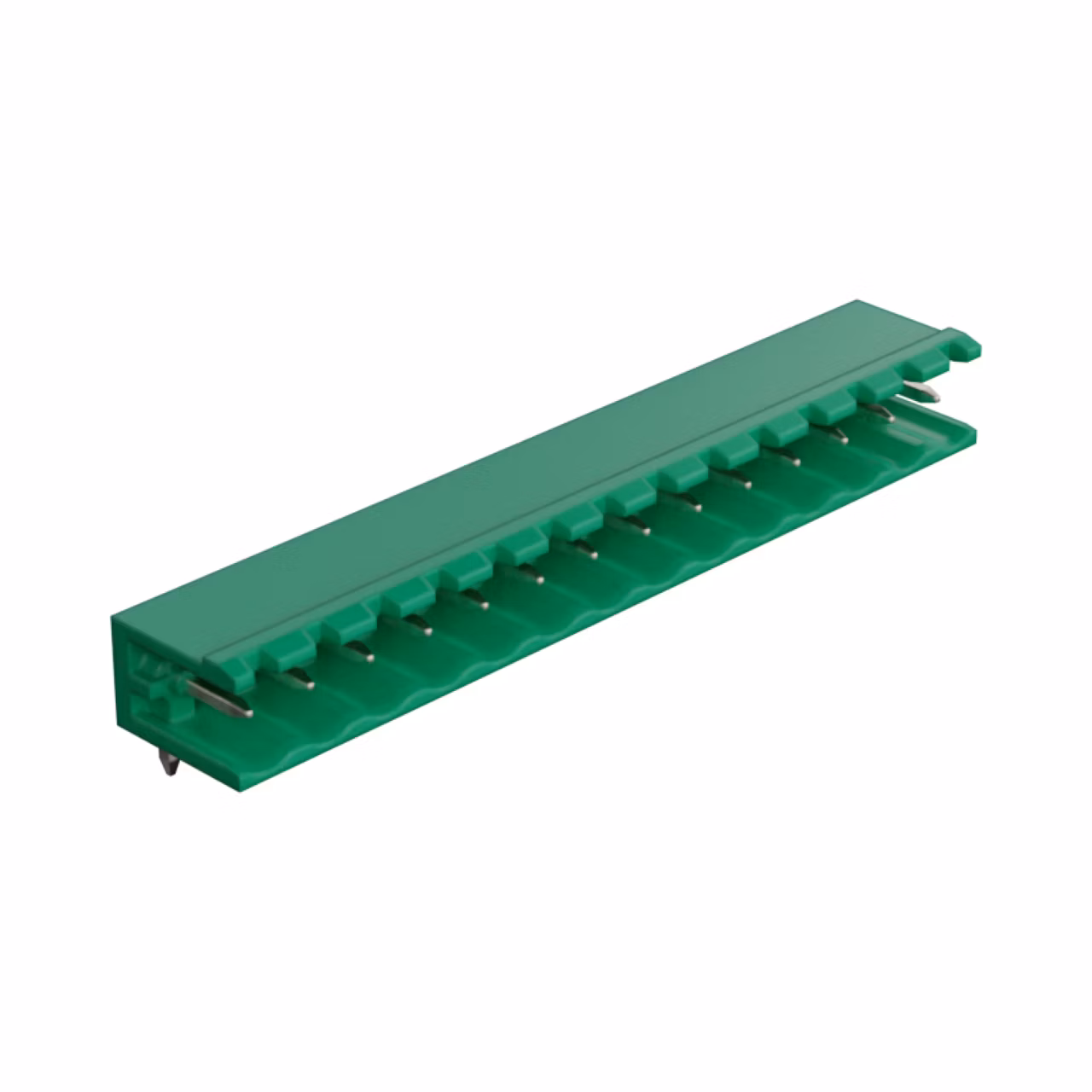 5.08mm Pitch Eurostyle Right-Angle PCB Header, Open Ends, Green Housing, 14 Circuits for sale