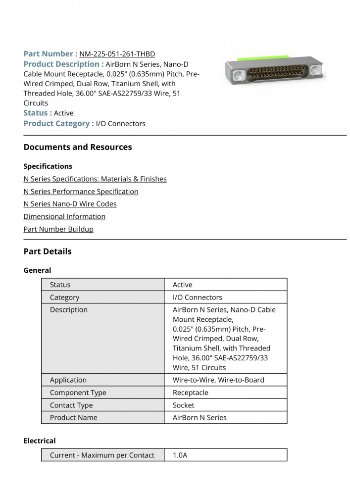 NM-225-051-261-THBD product documentation page 1