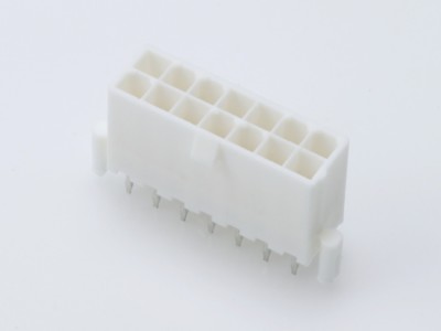Mini-Fit Jr. Vertical Header, 4.20mm Pitch, Dual Row, 14 Circuits, with Snap-in Plastic Peg PCB Lock, Gold, Natural for sale