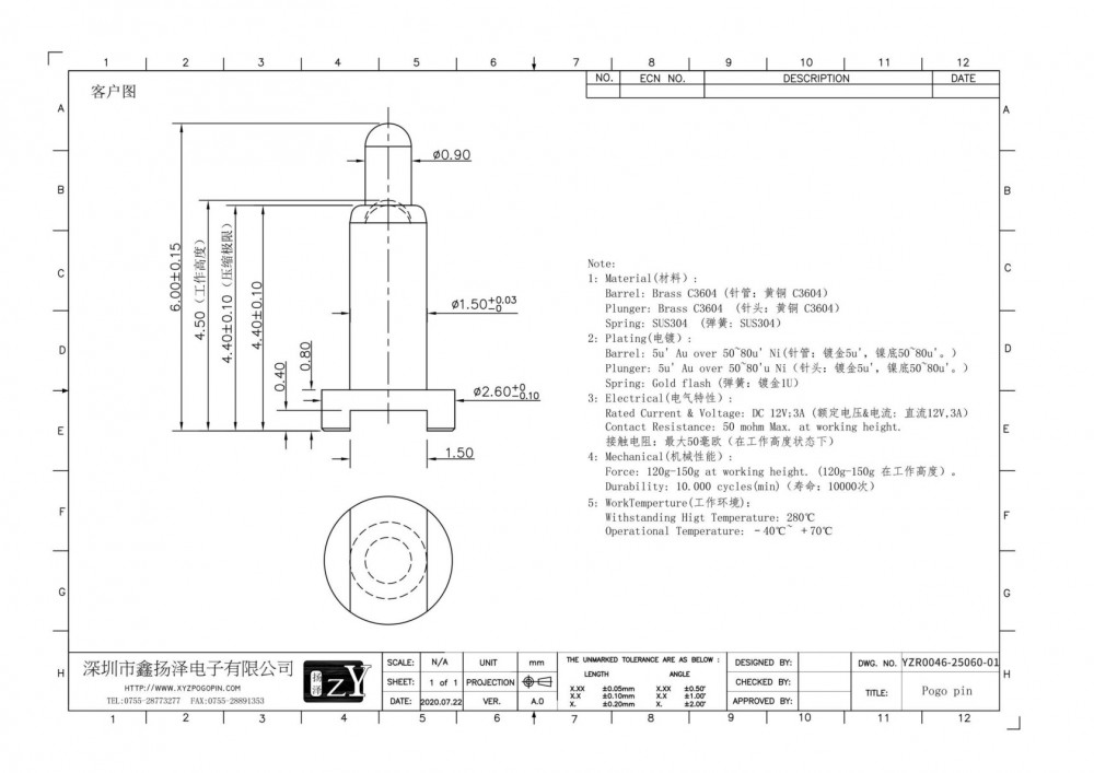 YZR0046-25060-01 specification page 3