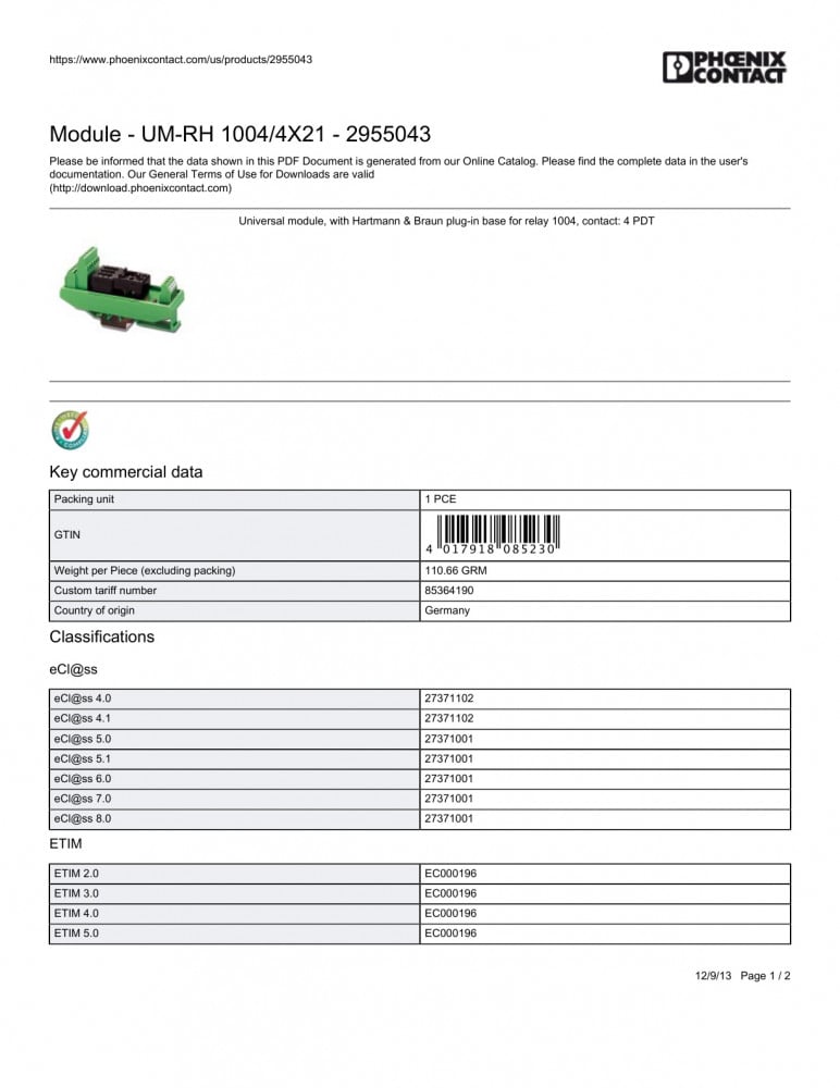 2955043 circuit diagram documentation page