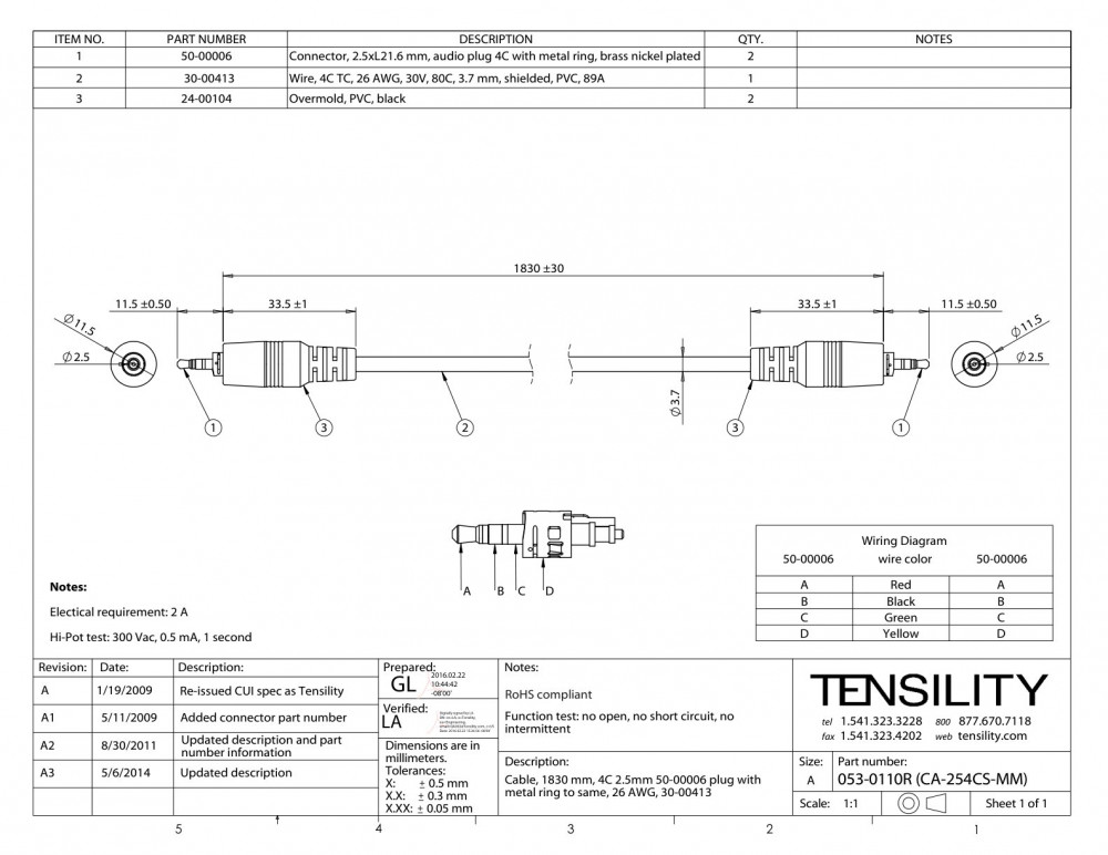 Tensility International 053-0110R product drawing
