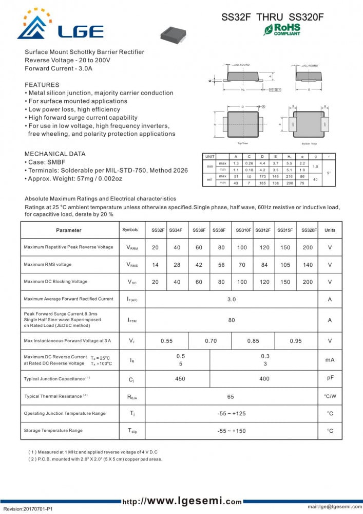 SS310F datasheet page 1
