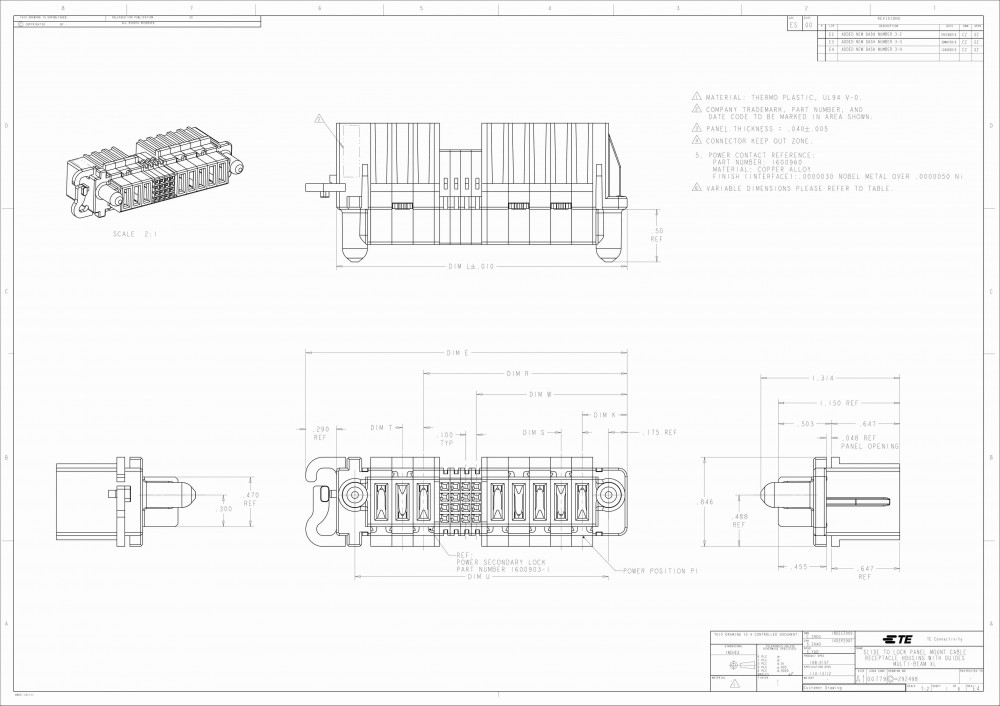 TE Connectivity 292498-2 drawing sheet 1