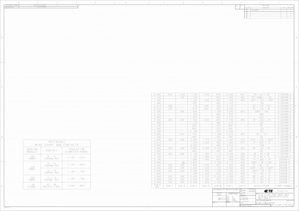 TE Connectivity 292498-2 drawing sheet 2