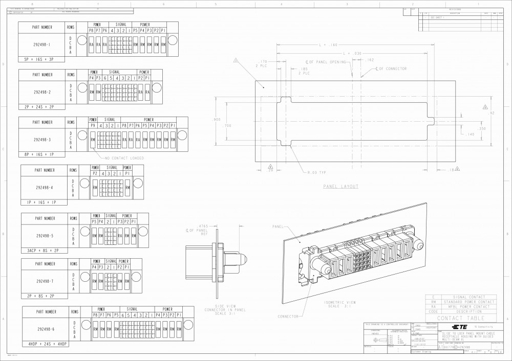 TE Connectivity 292498-2 drawing sheet 3