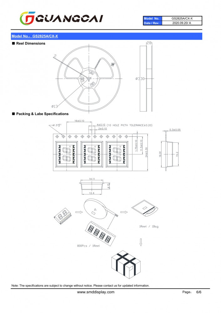 GS2825AW-G reel and packing information
