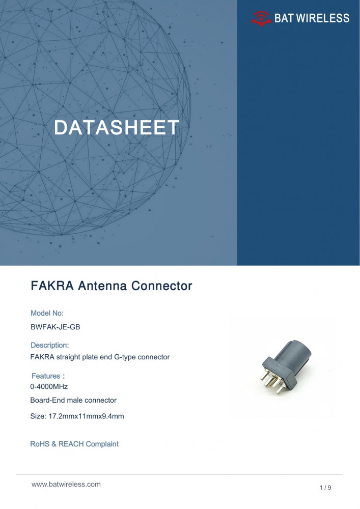 BAT WIRELESS BWFAK-JE-GB FAKRA connector datasheet