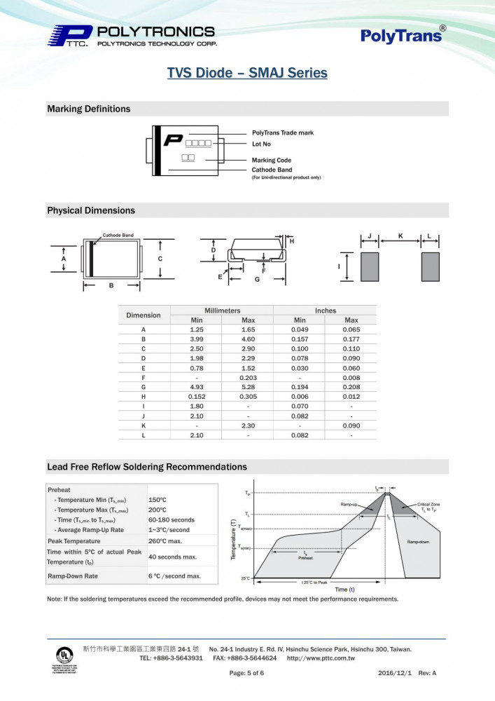 PTTC SMAJ series datasheet page 5