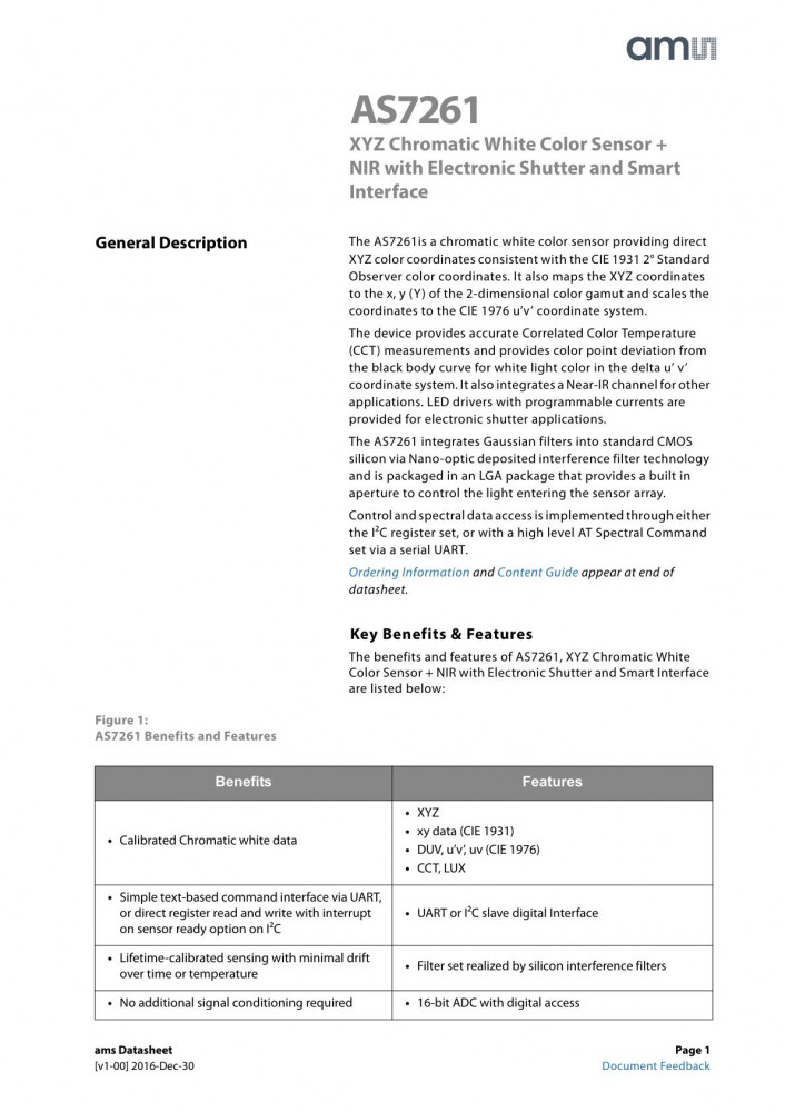 AS7261 datasheet page 1