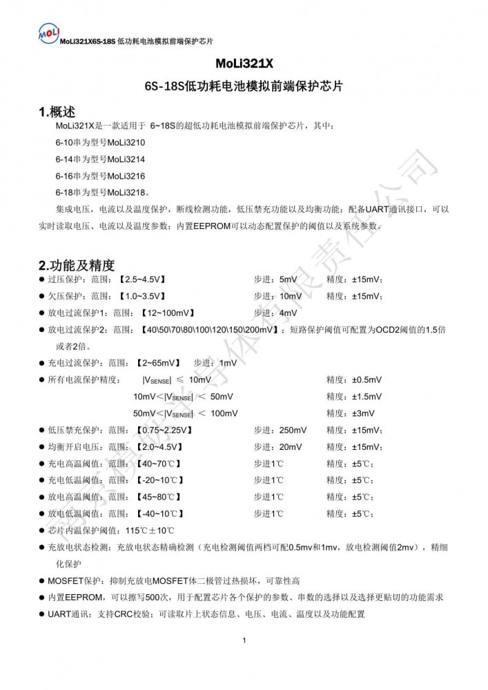 MoLi3210 datasheet page 1