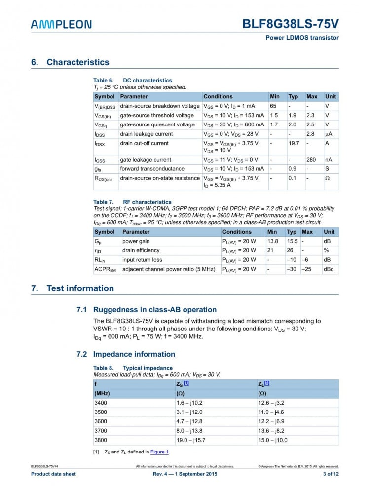 BLF8G38LS-75VU datasheet page 3