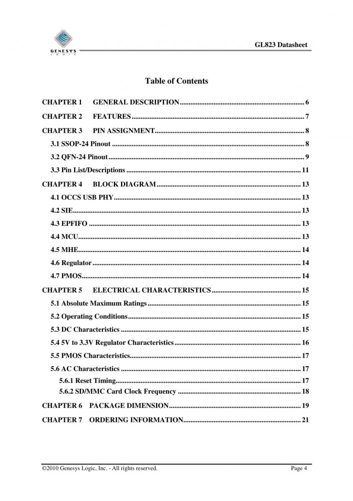 GL823 datasheet page 4