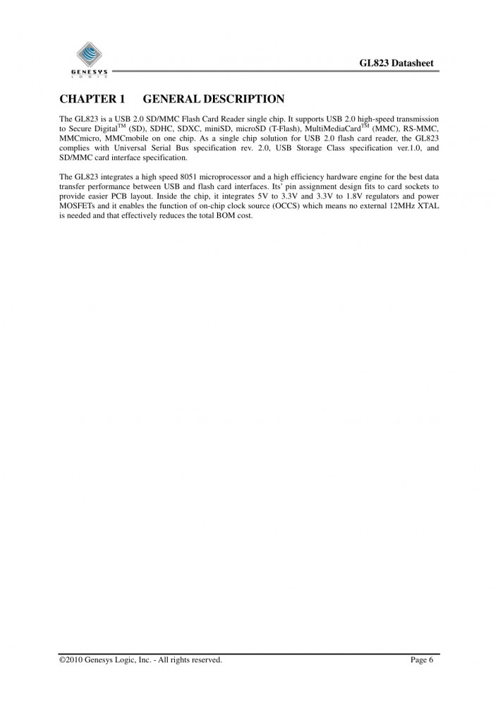 GL823 datasheet page 6