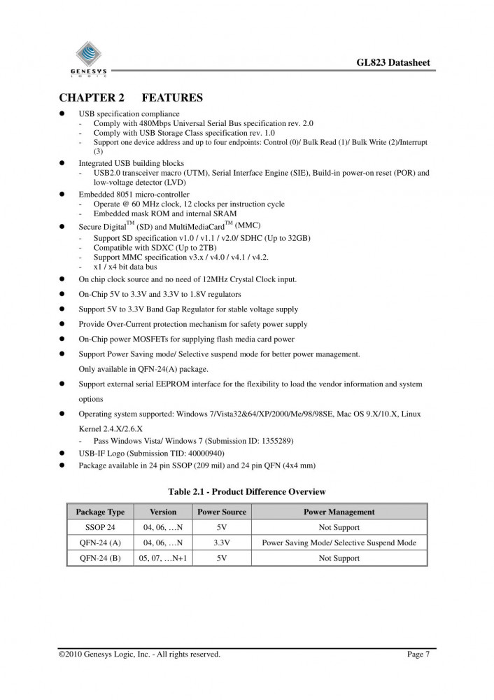 GL823 datasheet page 7