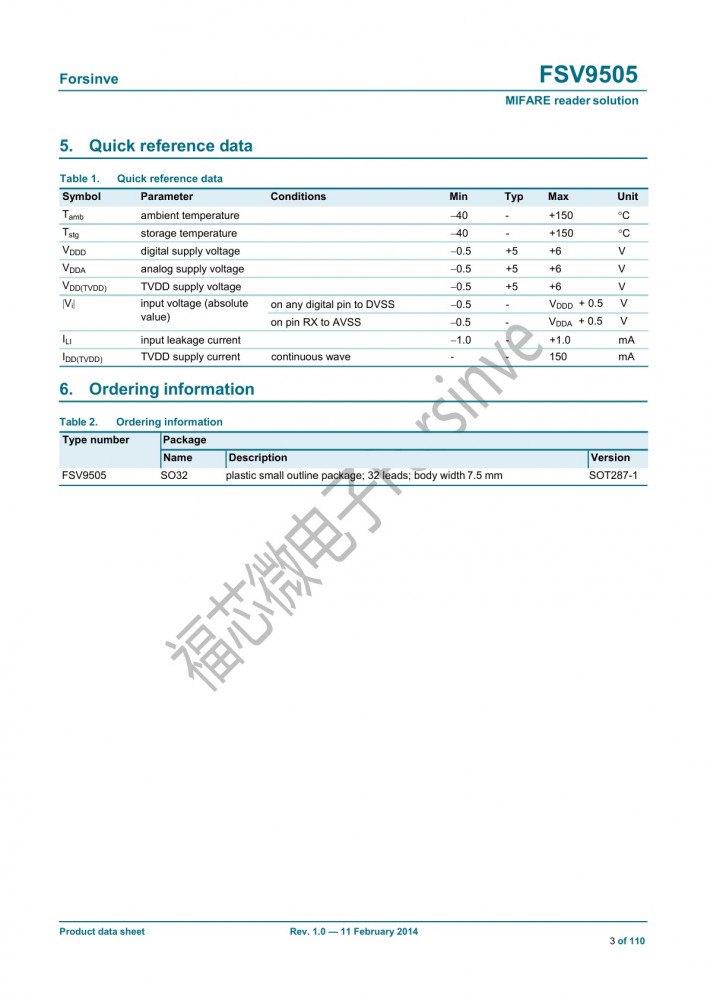 FSV9505 datasheet page 3
