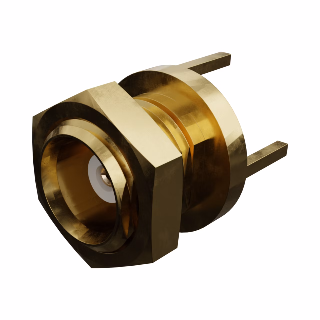 MCX Jack, Straight, Bulkhead Receptacle, PCB, Through Hole, Brass Body, Gold (Au) Plated, 50 Ohms for sale